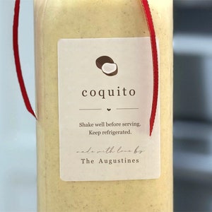 Homemade Coquito Label - Set of 15 Personalized Puerto Rican Eggnog ...