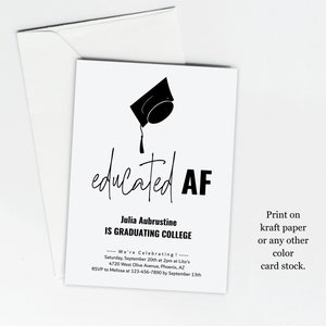 Funny Graduation Party Invitation Template, Printable 2025 Fun Educated ...