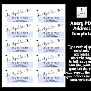 Printable Address Template for Envelope Labels Avery 2 X 4 & 1 X 2-5/8 ...