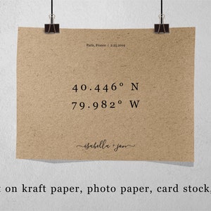 Coordinates Print Template, Printable Custom Valentine's Day Wedding ...