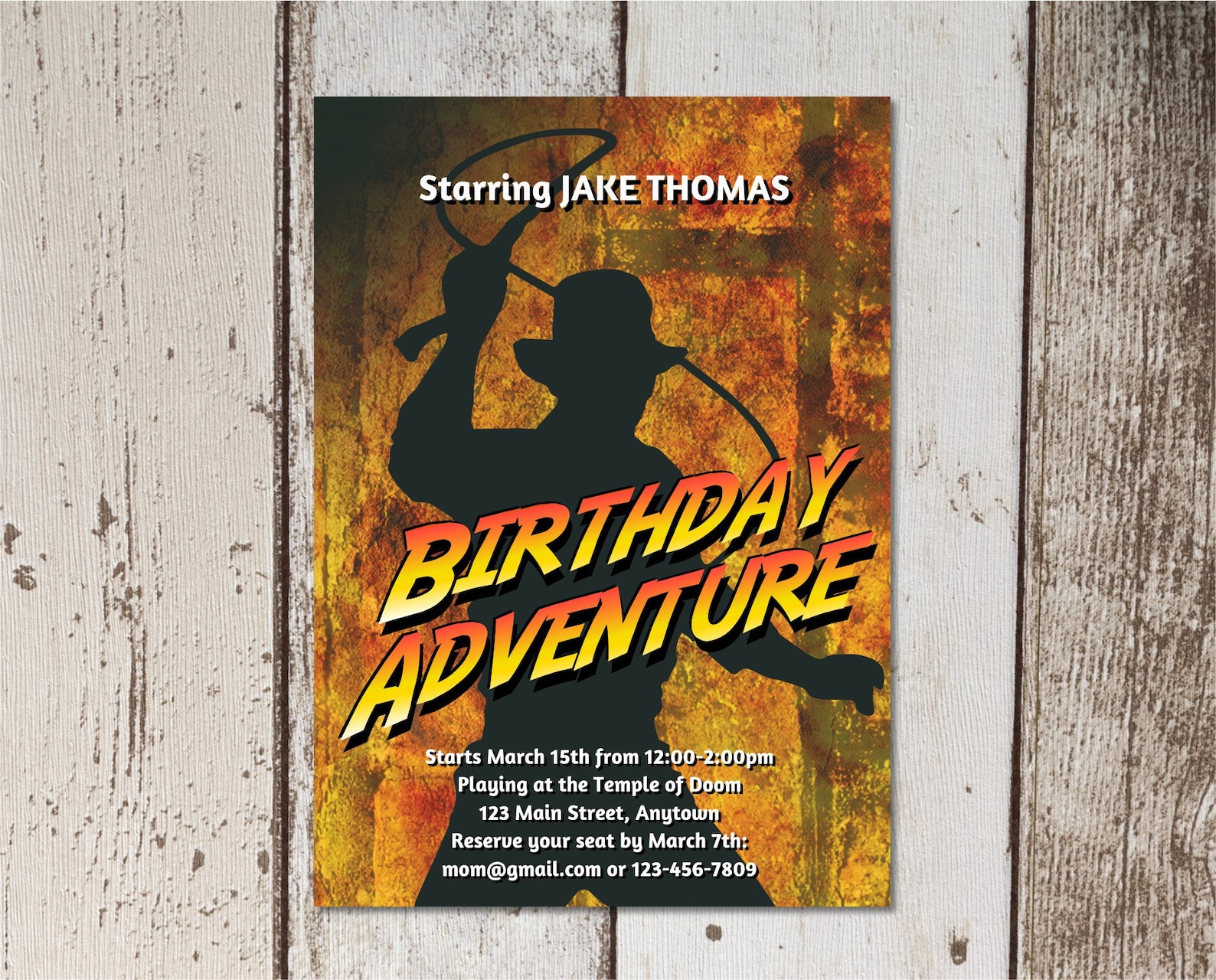 Indiana Jones Themed Birthday Party Invitation Template | Etsy