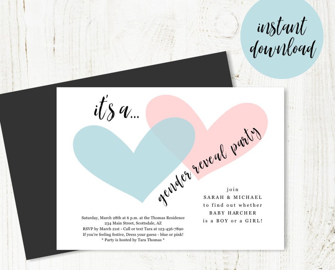 Gender Reveal Invitation Template Download Printable Invite | Etsy