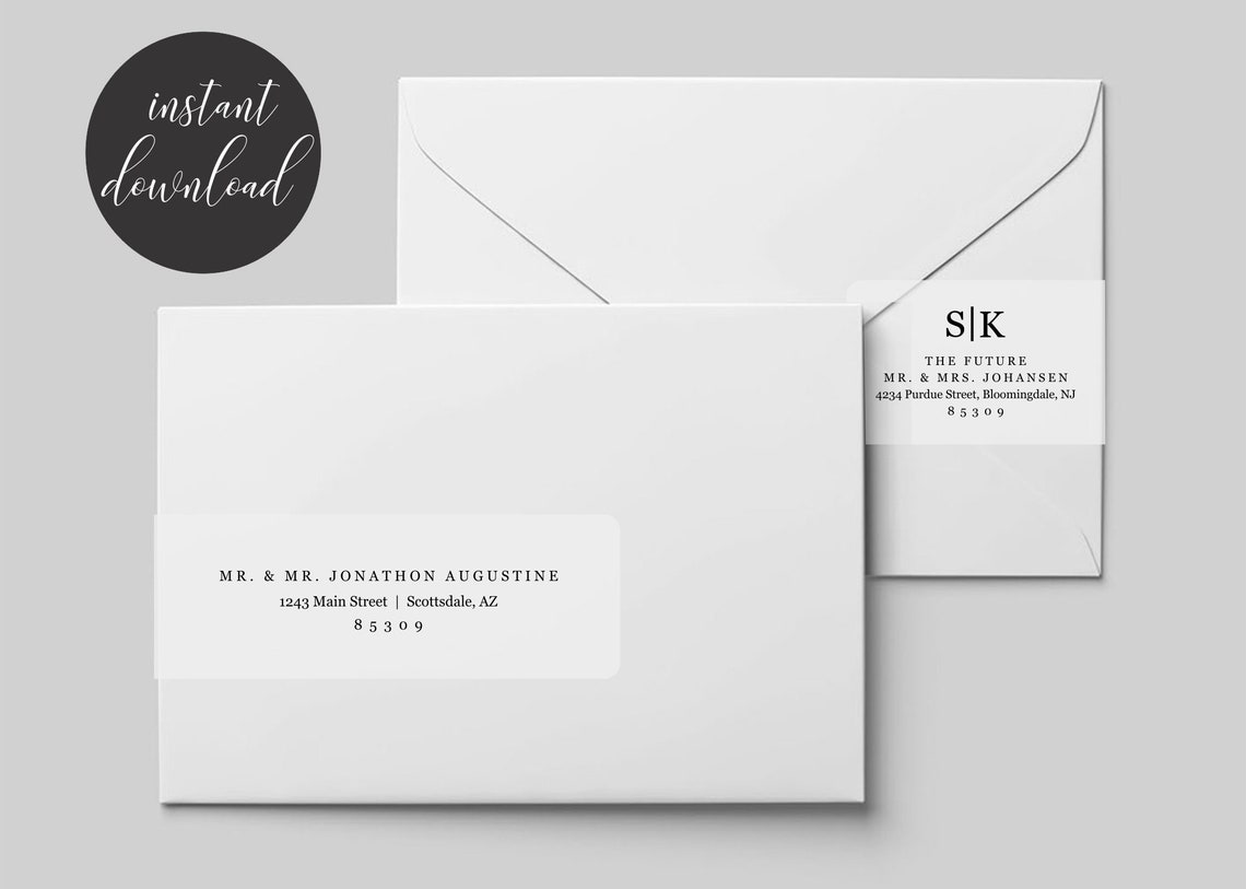 Printable Address Template for Envelope Wraparound Labels | Etsy