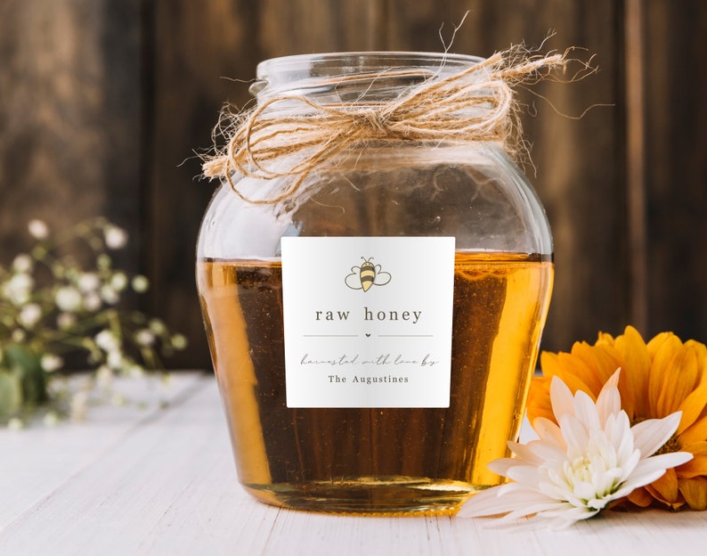 Honey Label Template, Printable Hand Drawn Bee Backyard Beekeeper Gift ...