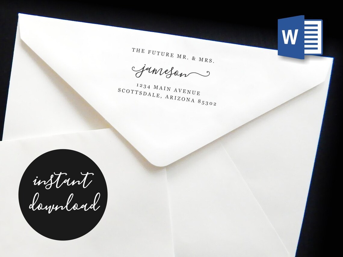 Future Mr & Mrs Return Address Envelope Template for Microsoft - Etsy