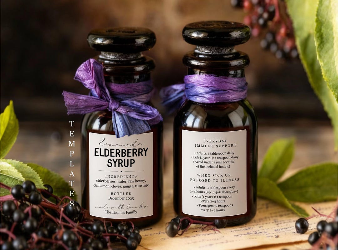 Printable Homemade Elderberry Syrup Labels With Instructions - Gift ...