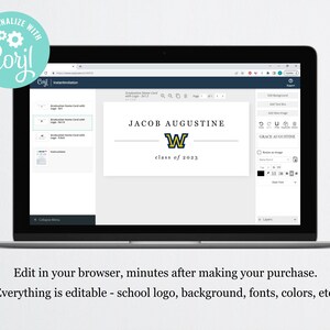 Graduation Name Card Insert With School Logo, Printable College High ...