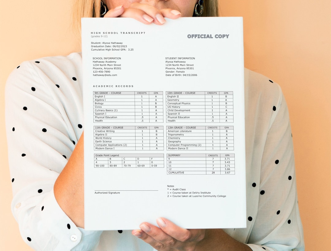 High School Transcript Template, Printable Editable Home School Report ...