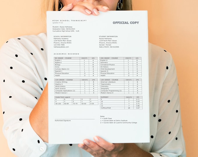 High School Transcript Template, Printable Editable Home School Report ...