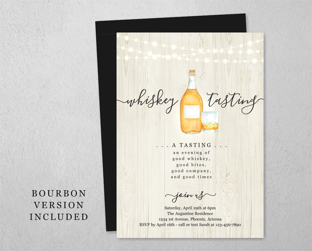 Bourbon / Whiskey Tasting Invitation Template, Printable Invite Evite ...