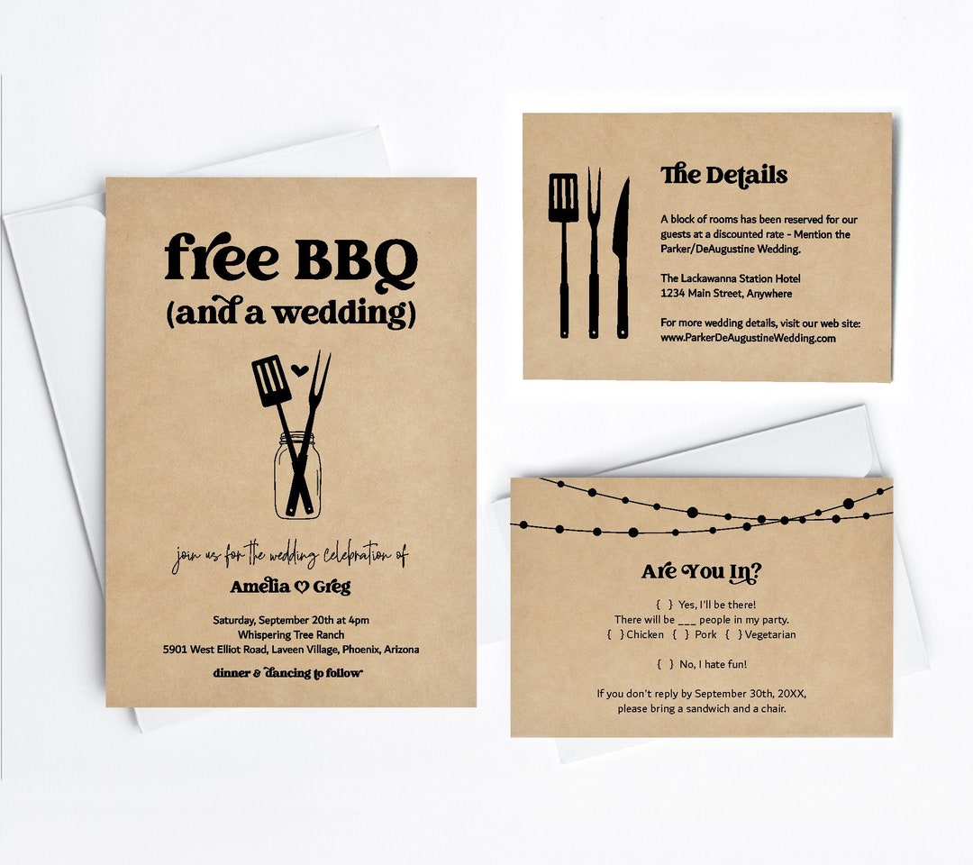 Funny BBQ Wedding Invitation Template, Free BBQ Fun Printable Invite ...