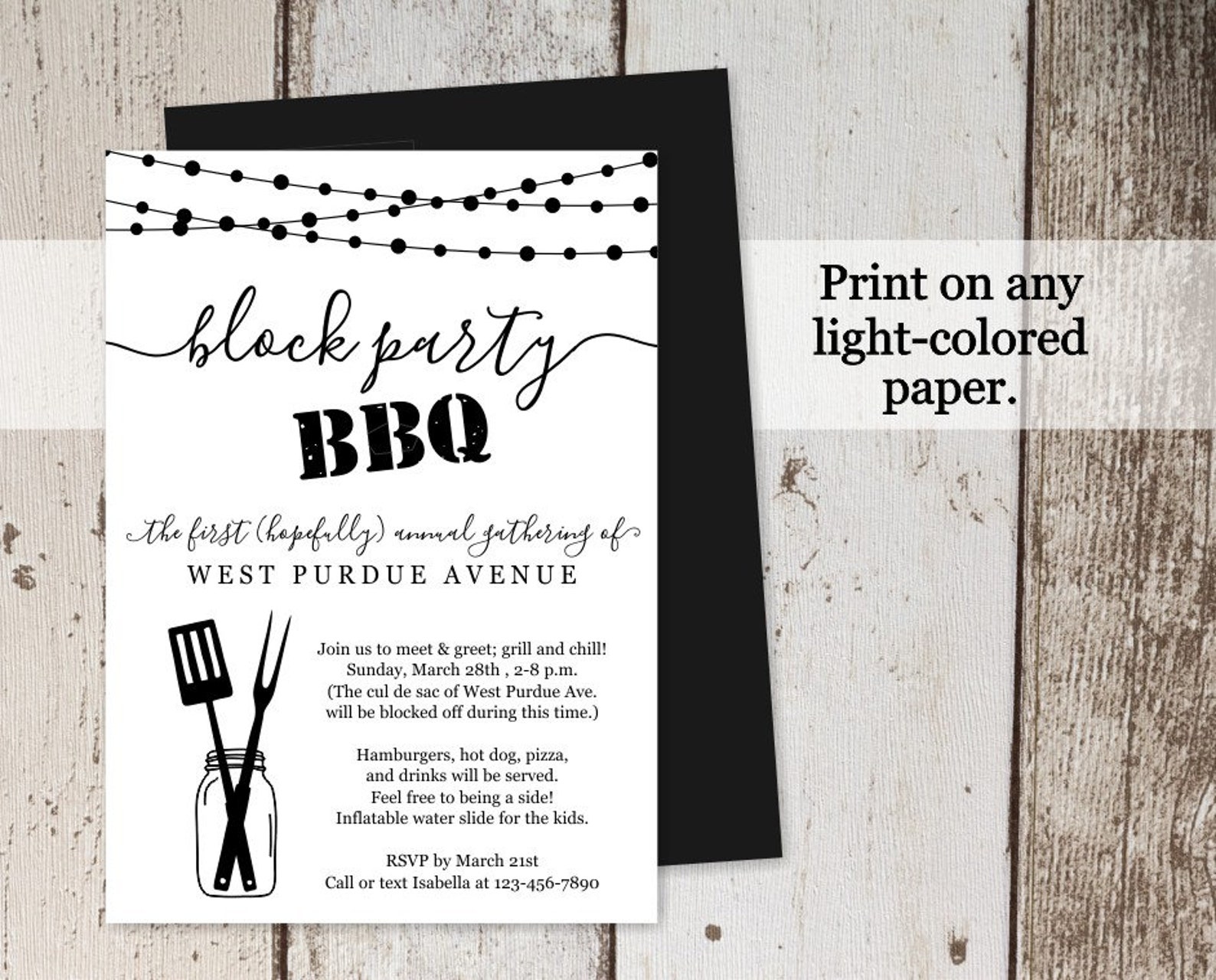 Block Party BBQ Invitation Template Printable Neighborhood - Etsy
