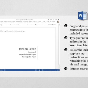 Mail Merge Address Template for Envelopes, Microsoft Word Excel ...