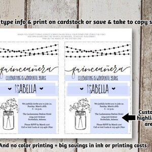 Printable Quinceñera Invitation Template Rustic Quince, Mason Jar ...