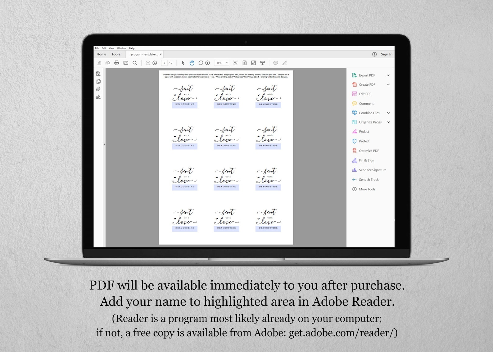 Printable Round Envelope Seal Template Sent With Love | Etsy