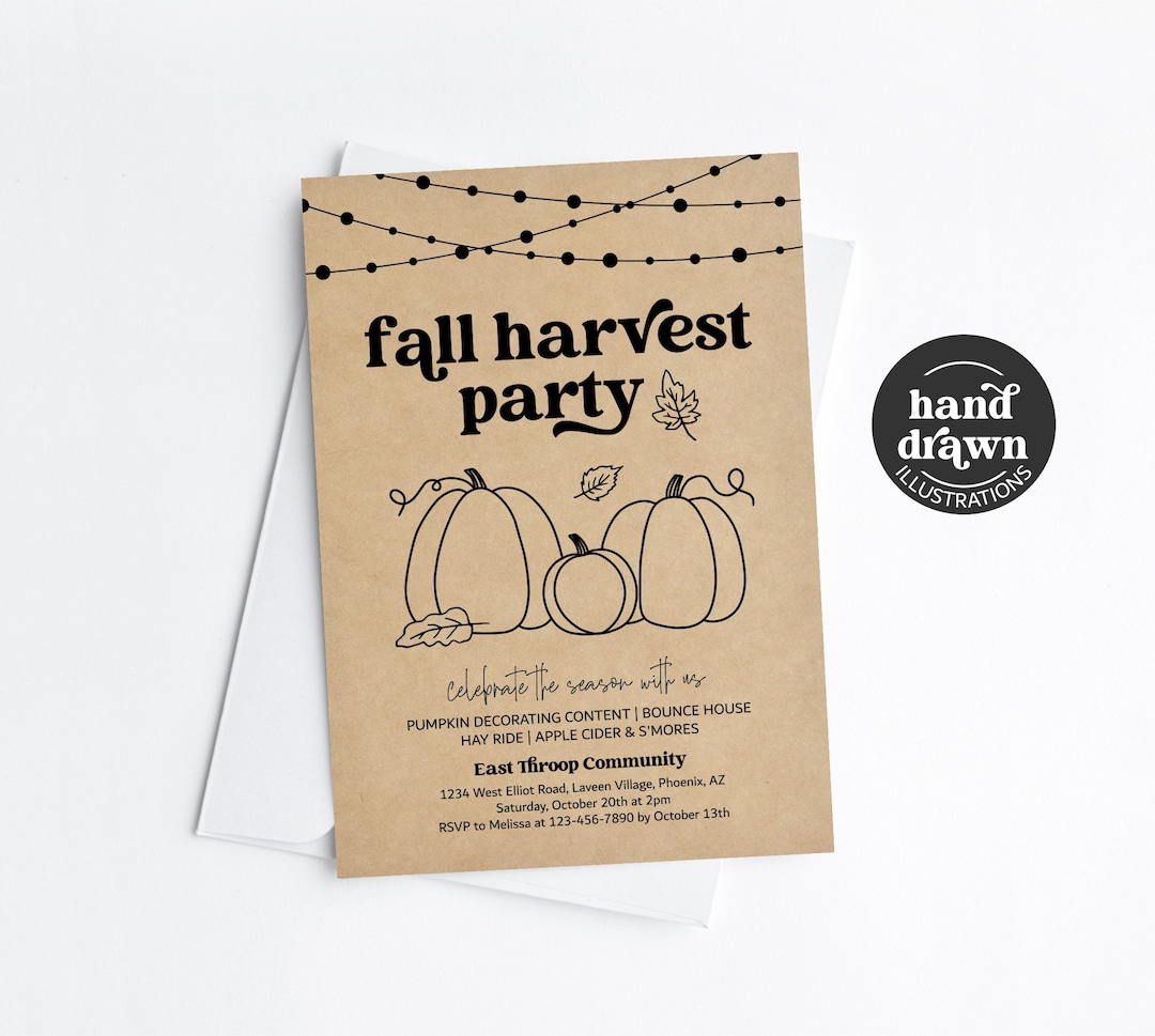 Fall Harvest Party Invitation Template, Printable Fall Party ...