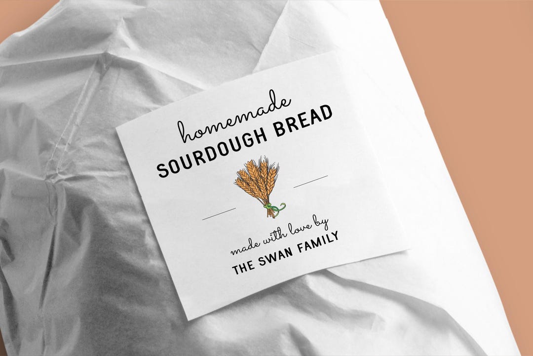 Homemade Bread Label Template, Printable Cute Sourdough Whole Wheat Rye ...