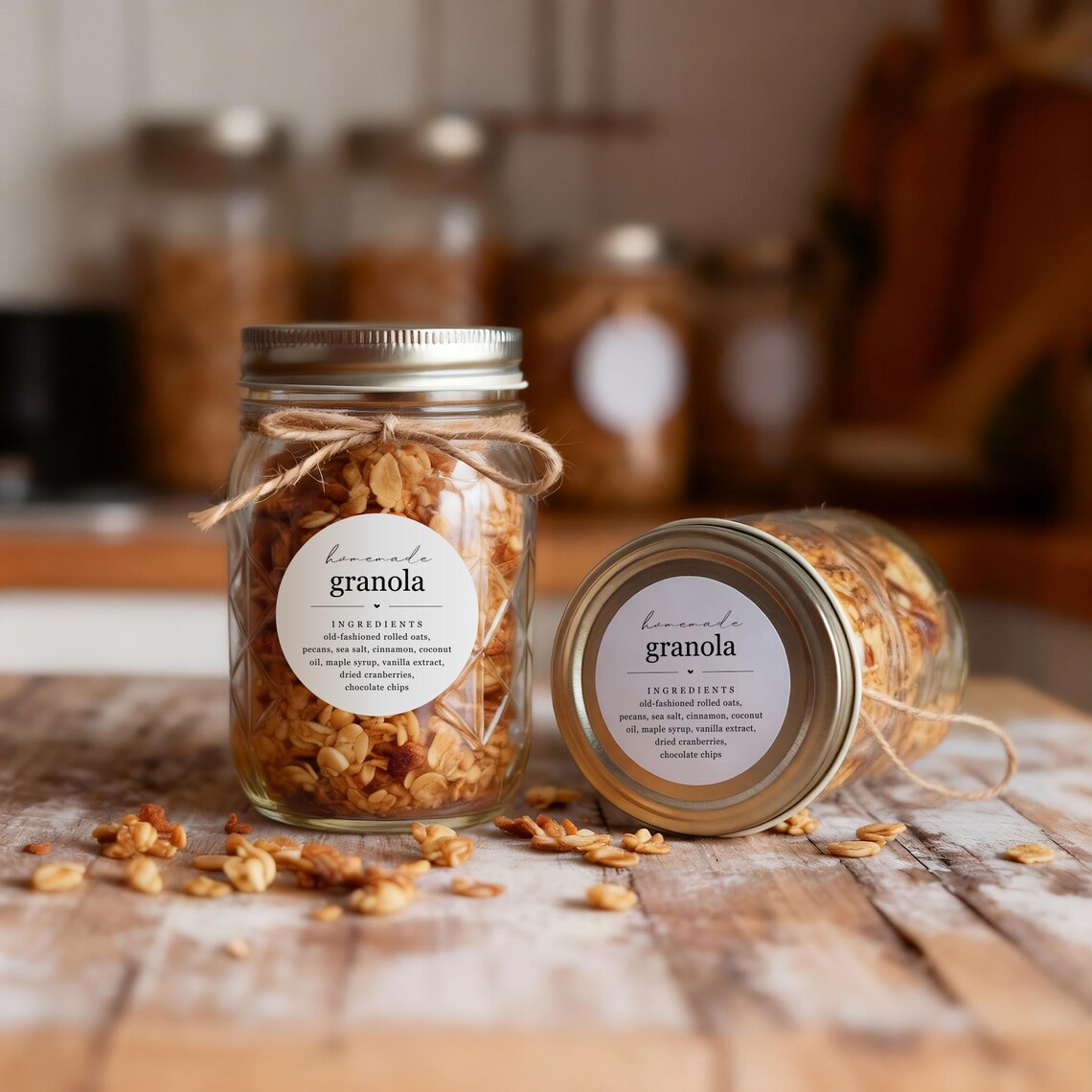 Granola Label - 2" Round Ingredients Label, Homemade Food Sticker for ...