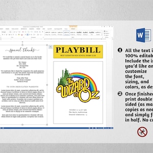 School Play Program Playbill Template Printable Theatre - Etsy