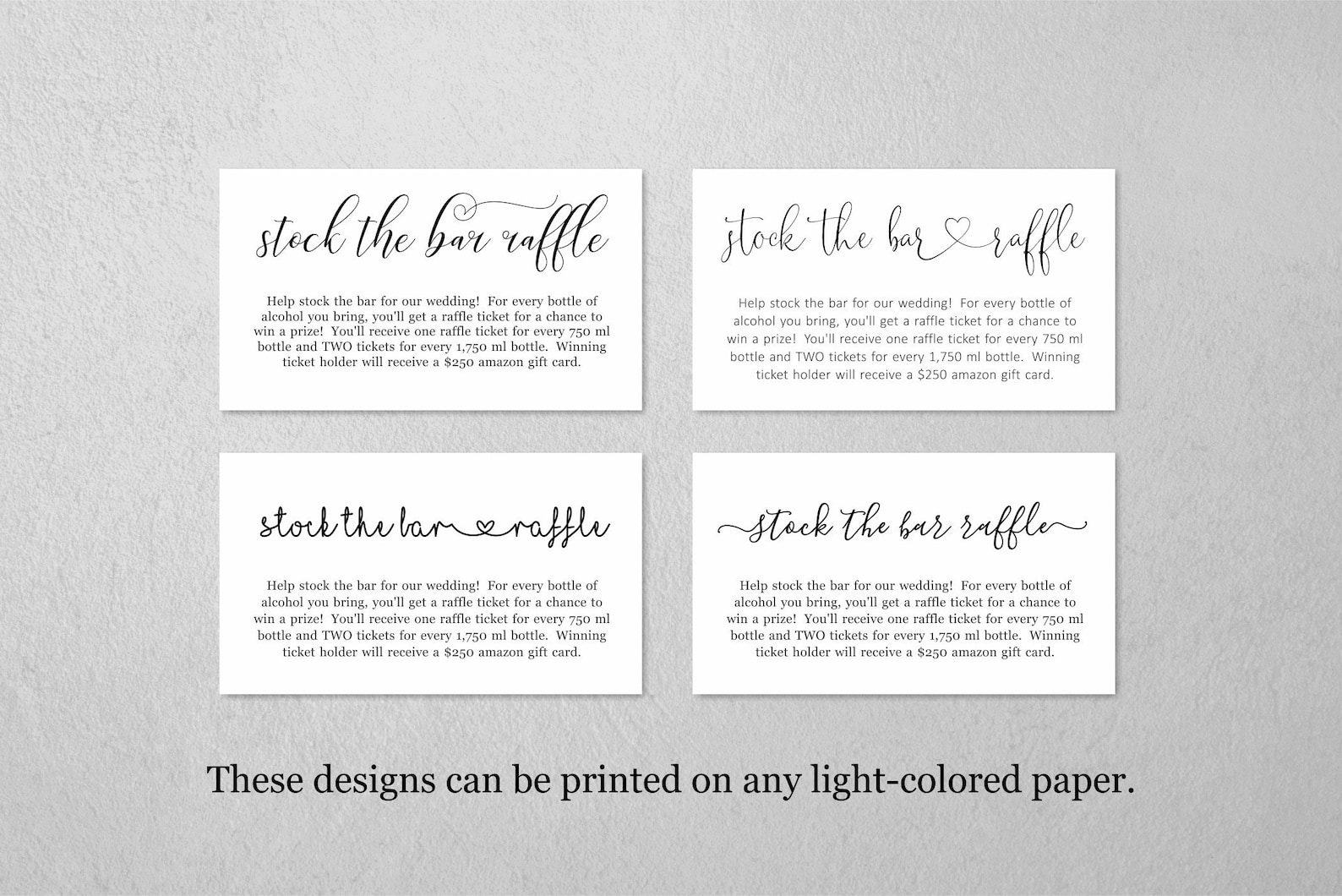 Stock the Bar Raffle Card Template Printable Bridal Couple - Etsy