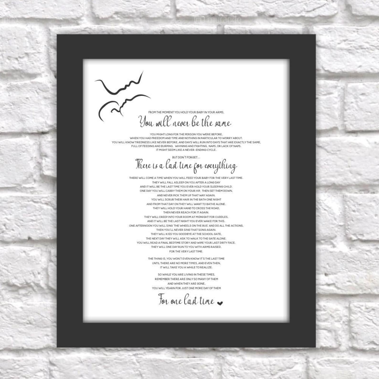 The Last Time Poem Print - Printable Baby Shower, Mothers Day ...