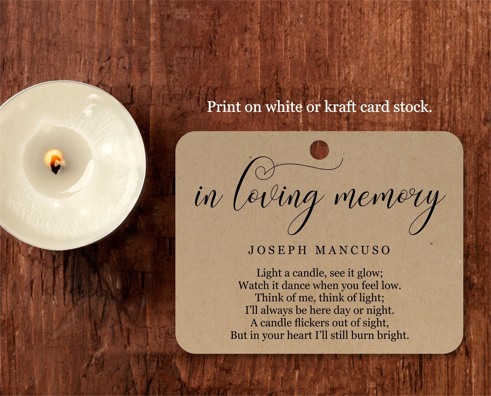 Funeral Favor Tag Template Printable Memorial Candle Tag - Etsy