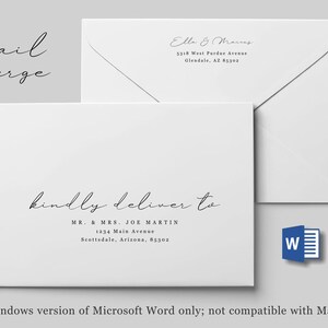 Wedding Address Envelope Template Microsoft Word Mail Merge, Printable ...