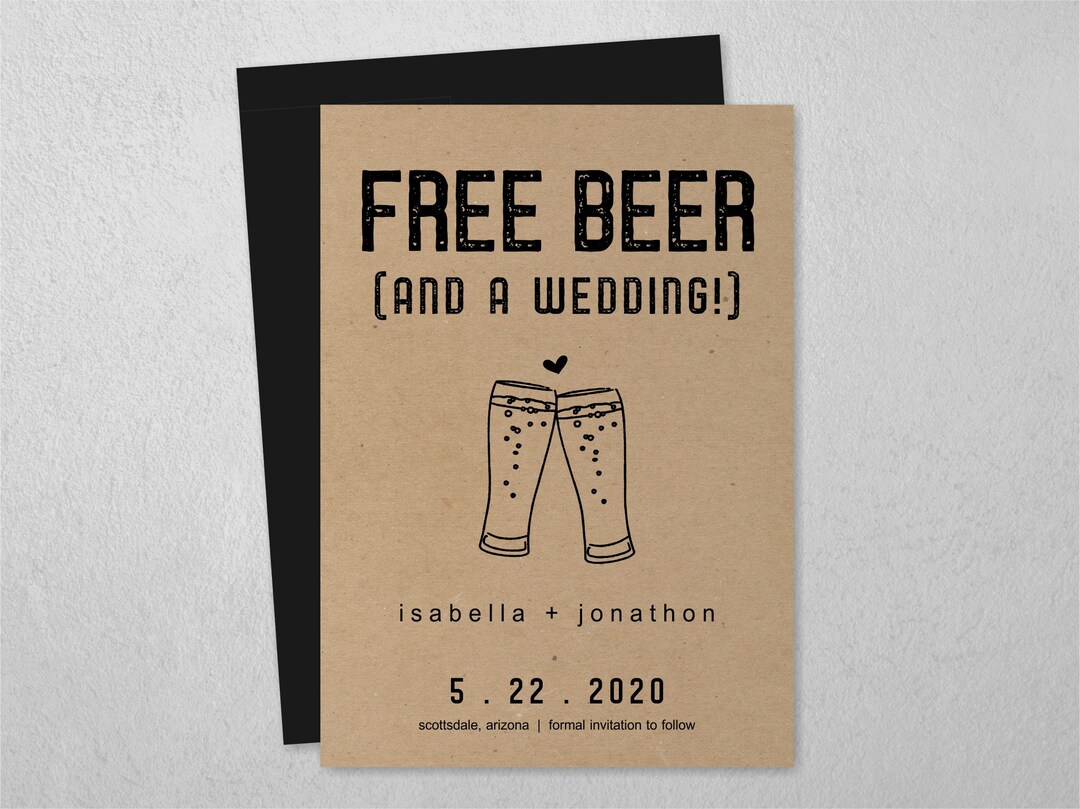 Free Beer Funny Save the Date Card, Printable Invitation Template ...