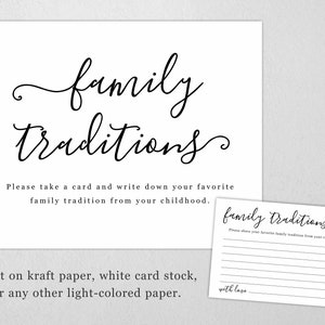 Printable Family Traditions Sign & Card Templates, Baby Shower Game ...