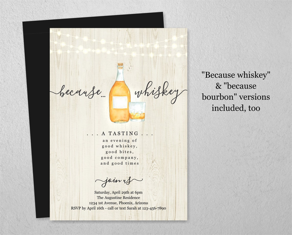 Bourbon / Whiskey Tasting Invitation Template Printable - Etsy
