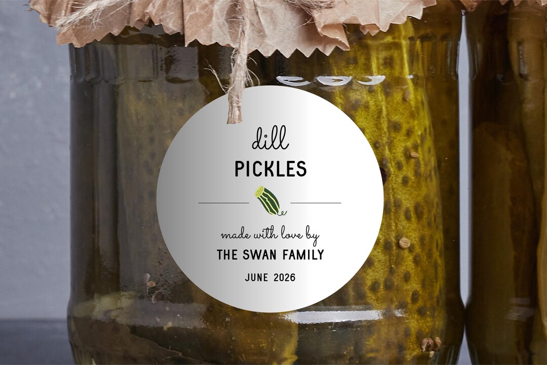 Pickle Label Template, Printable Homemade Dill Pickle Favor Sticker or ...