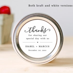 Thank You Mason Jar Lid Label Template, Fit 4 or 8oz Regular Mouth Jar ...