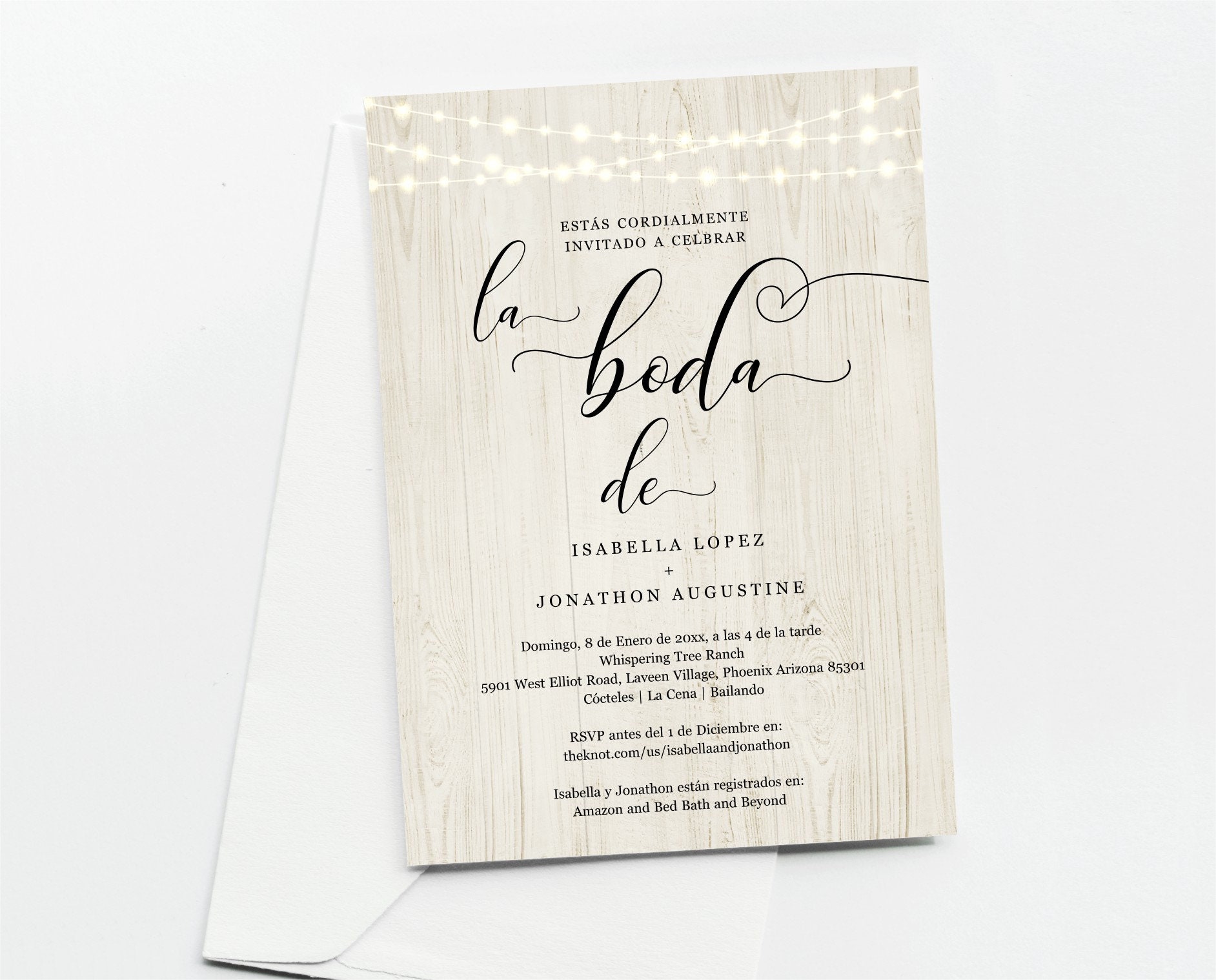 Spanish Wedding Invitation All In One W RSVP And Registry Printable