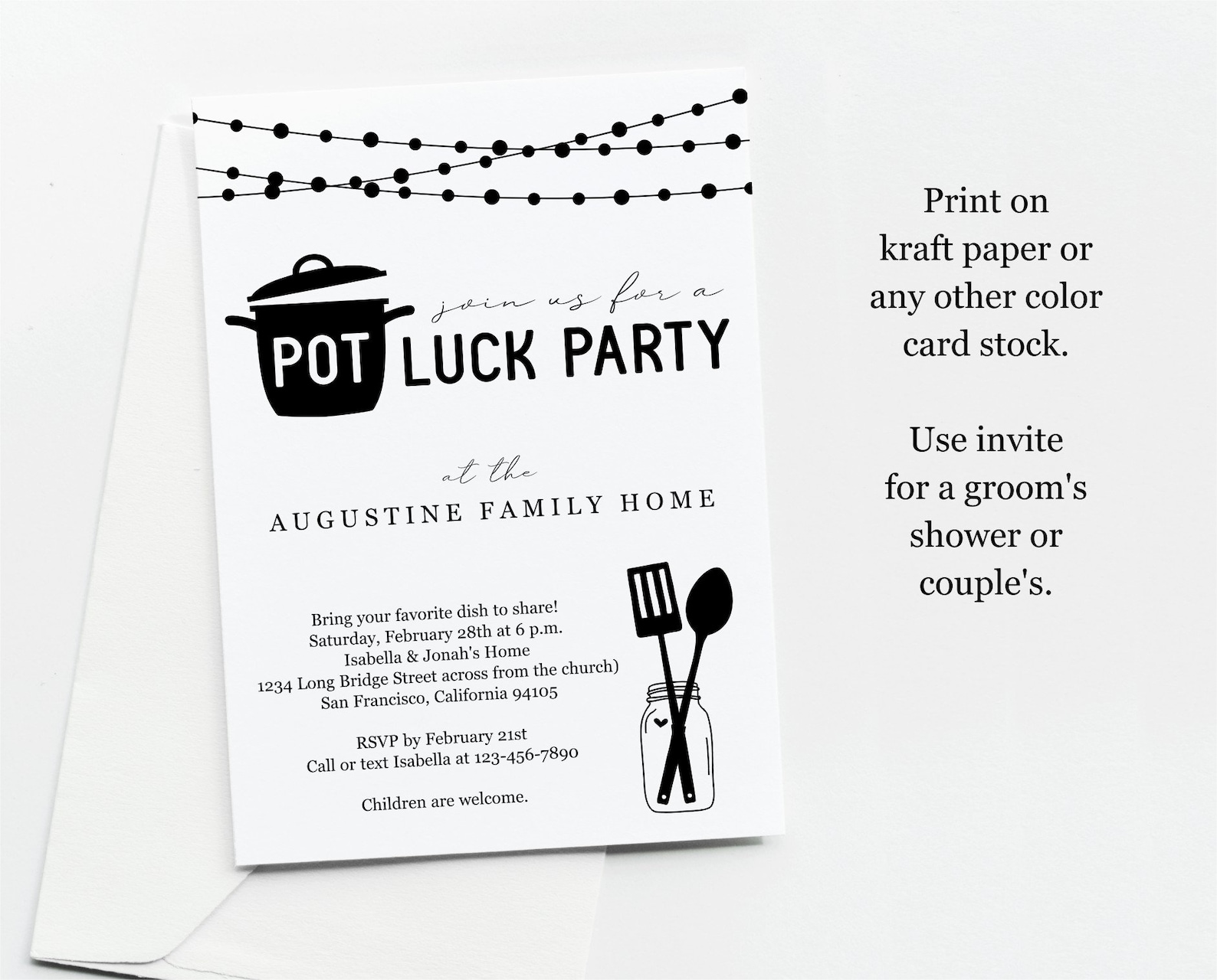 Potluck Party Invitation Template, Neighborhood Block Party, Birthday ...