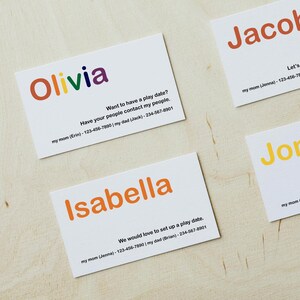 Kids Calling Cards, Play Date Card for Girl or Boy, Simple Cute ...