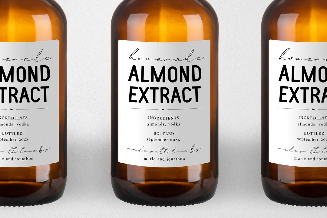 Homemade Almond Extract Label Template - Printable Gift Sticker ...