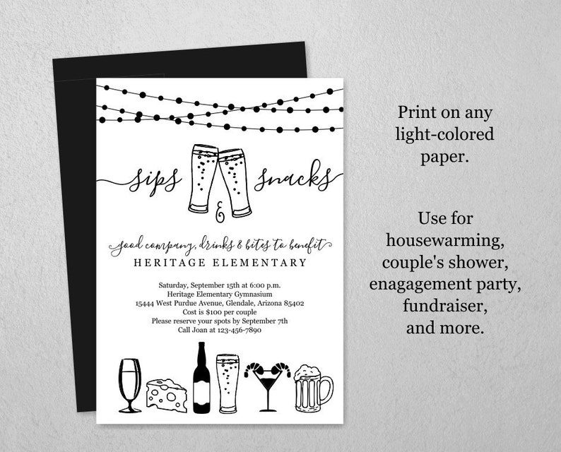 Sips & Snacks Invitation Template, Housewarming Business Event ...