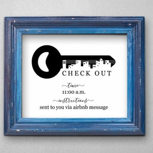 Check Out Time Sign Printable Template Airbnb Hotel Room Print PDF ...