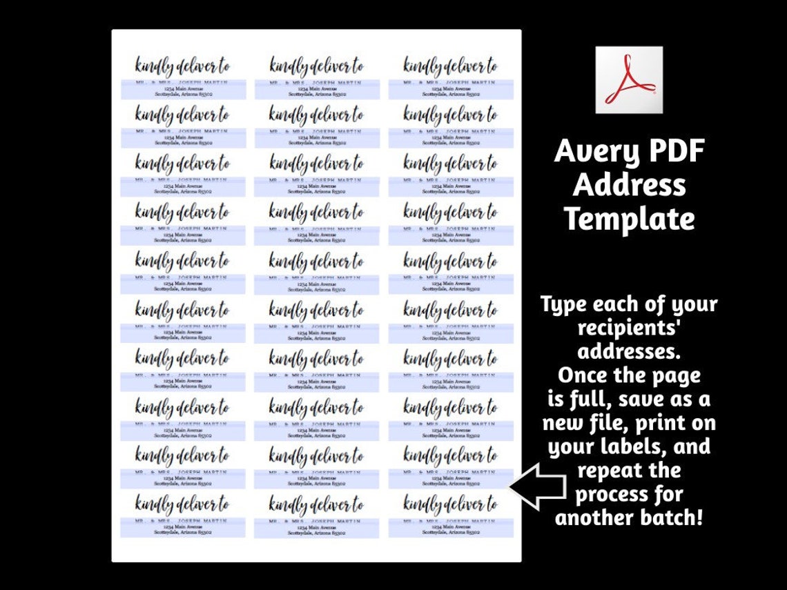 Address Label Template Printable Envelope Label Avery 1 X | Etsy