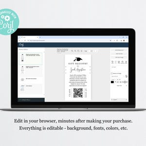 Graduation Gift Registry Card W- QR Code Template, Printable Graduation ...