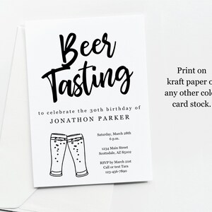 Beer Tasting Invitation Template, Printable Brewery Birthday Engagement ...