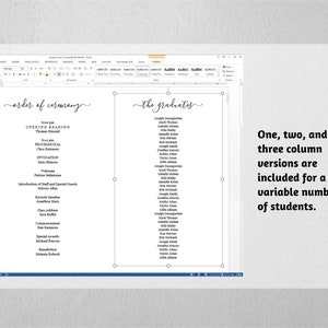 Graduation Program Template Printable Pamphlet Editable Word - Etsy