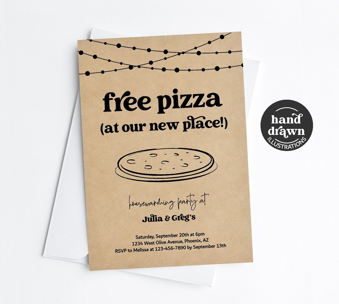 Pizza Housewarming Party Invitation Template, Printable Fun Funny Free ...