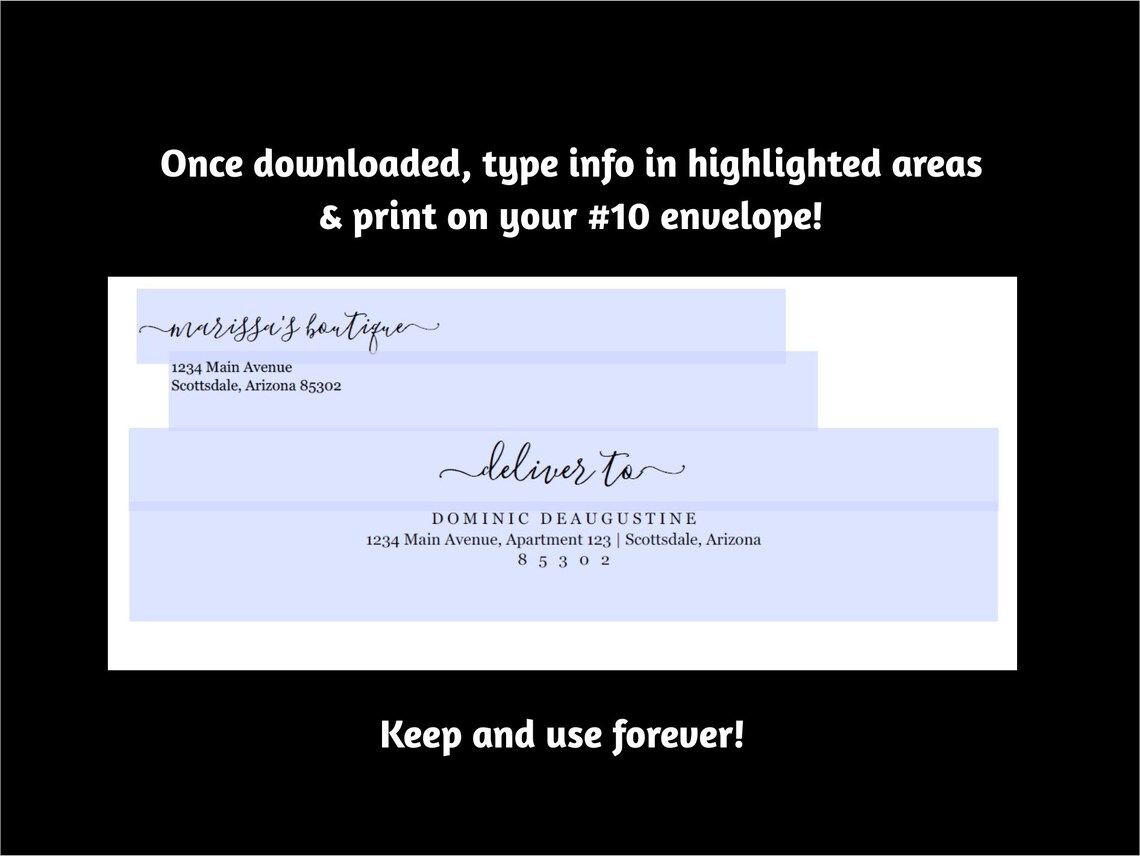 Business Envelope Template Printable Business Envelope Address - Etsy