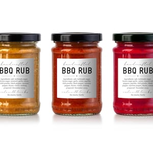 BBQ Rub Label Template, Printable Homemade Barbeque Seasoning Blend Jar ...