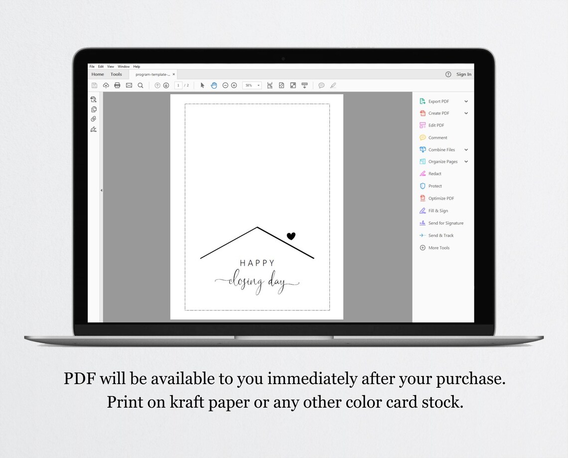 Printable Happy Closing Day Card Template Blank Folded - Etsy