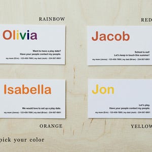 Kids Calling Cards, Play Date Card for Girl or Boy, Simple Cute ...