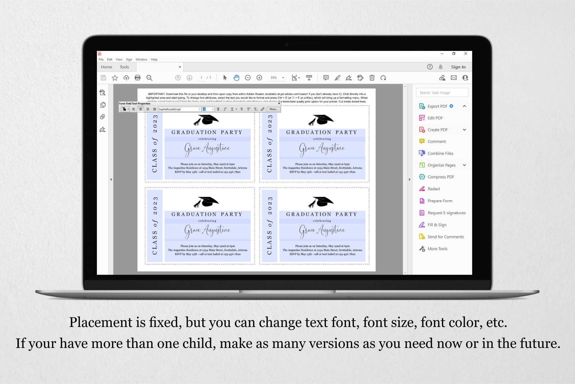 Graduation Party Invitation Insert Template, Printable 2023 Grad Party ...