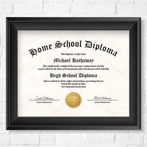 Homeschool Diploma With Gold Seal Printable Home School High - Etsy