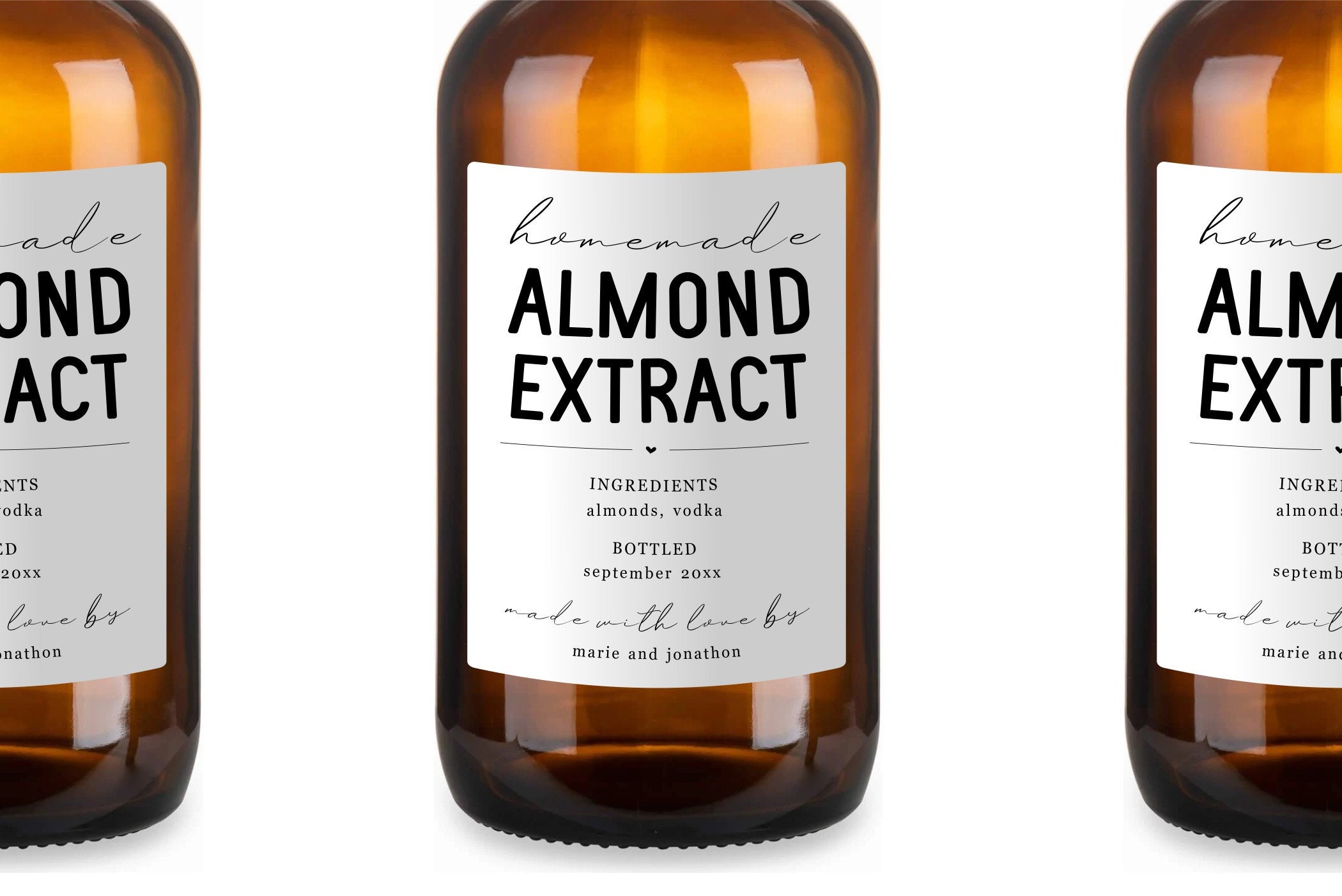Homemade Almond Extract Label Template - Printable Gift Sticker ...